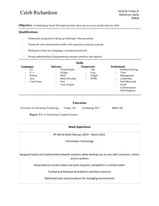 Caleb Richardson Resume | PDF