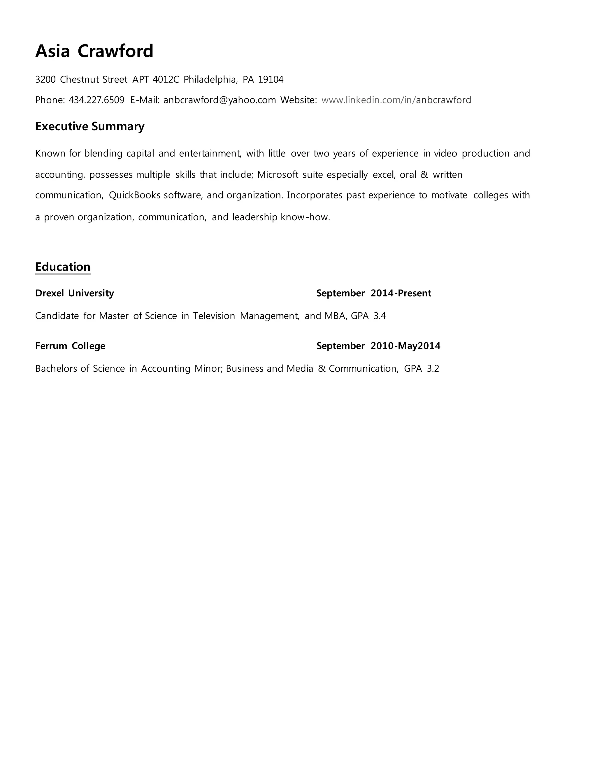 Asia Crawford Resume | DOCX