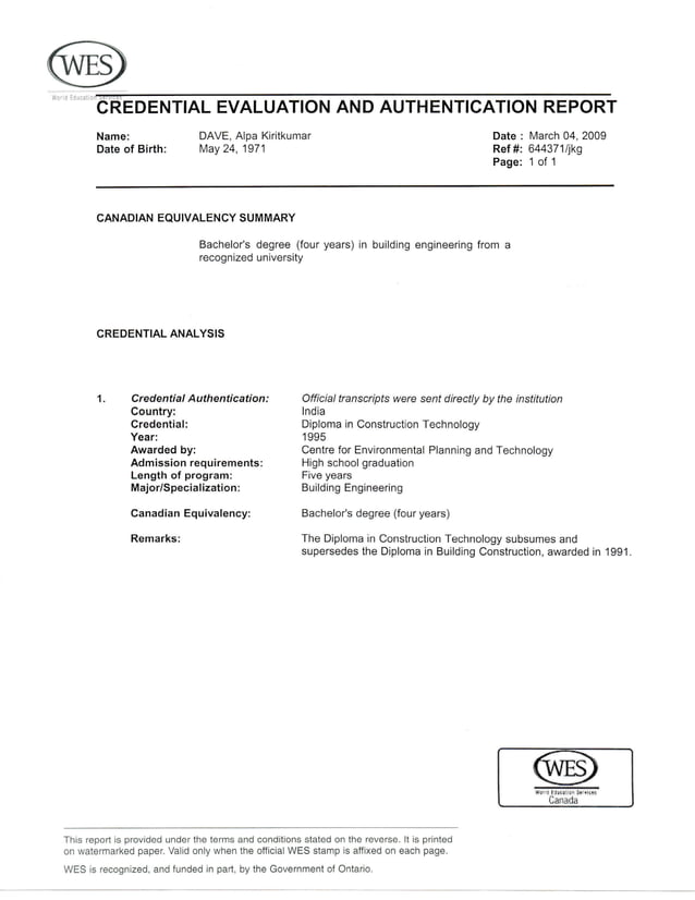 WES EVALUATION | PDF