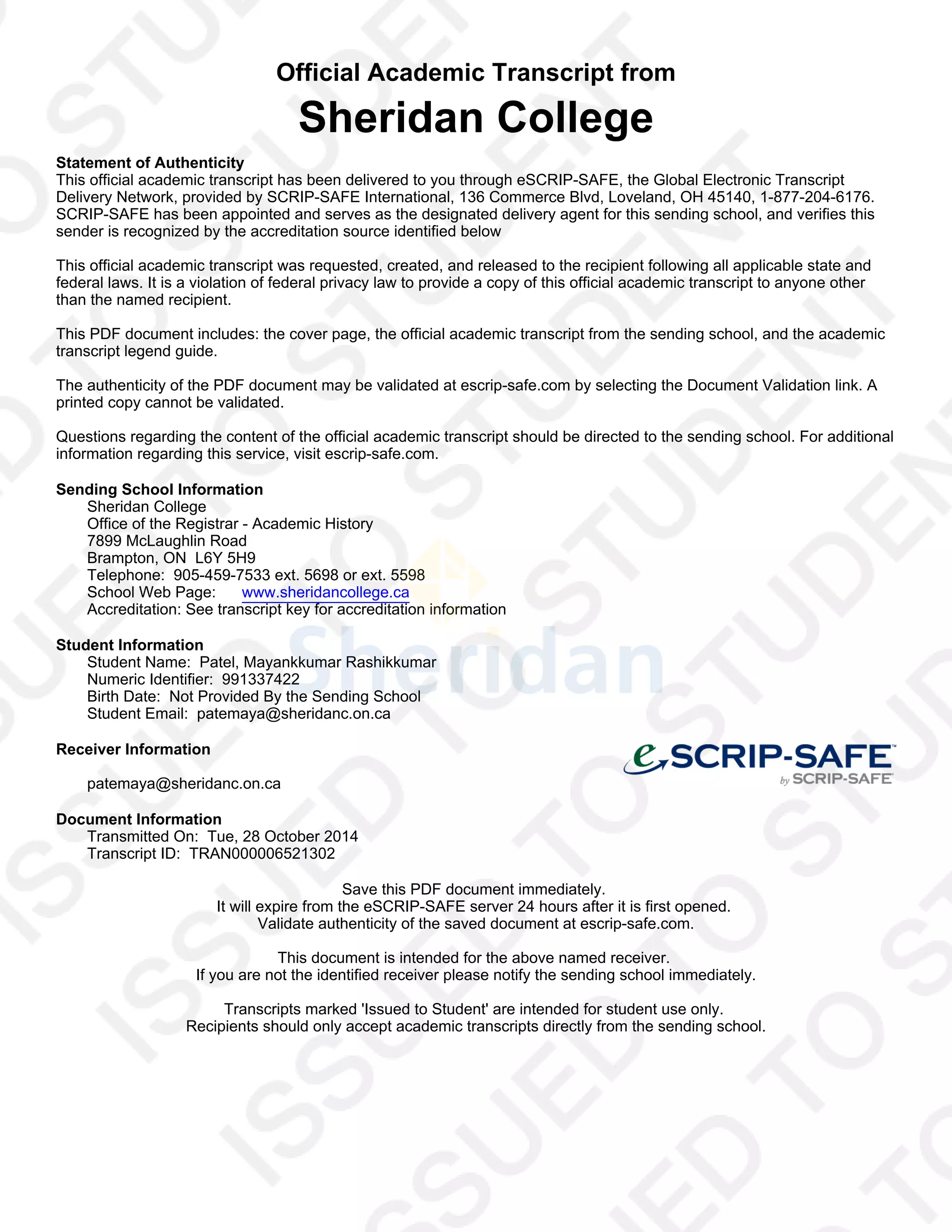 Transcript(MayankkumarPatel) | PDF