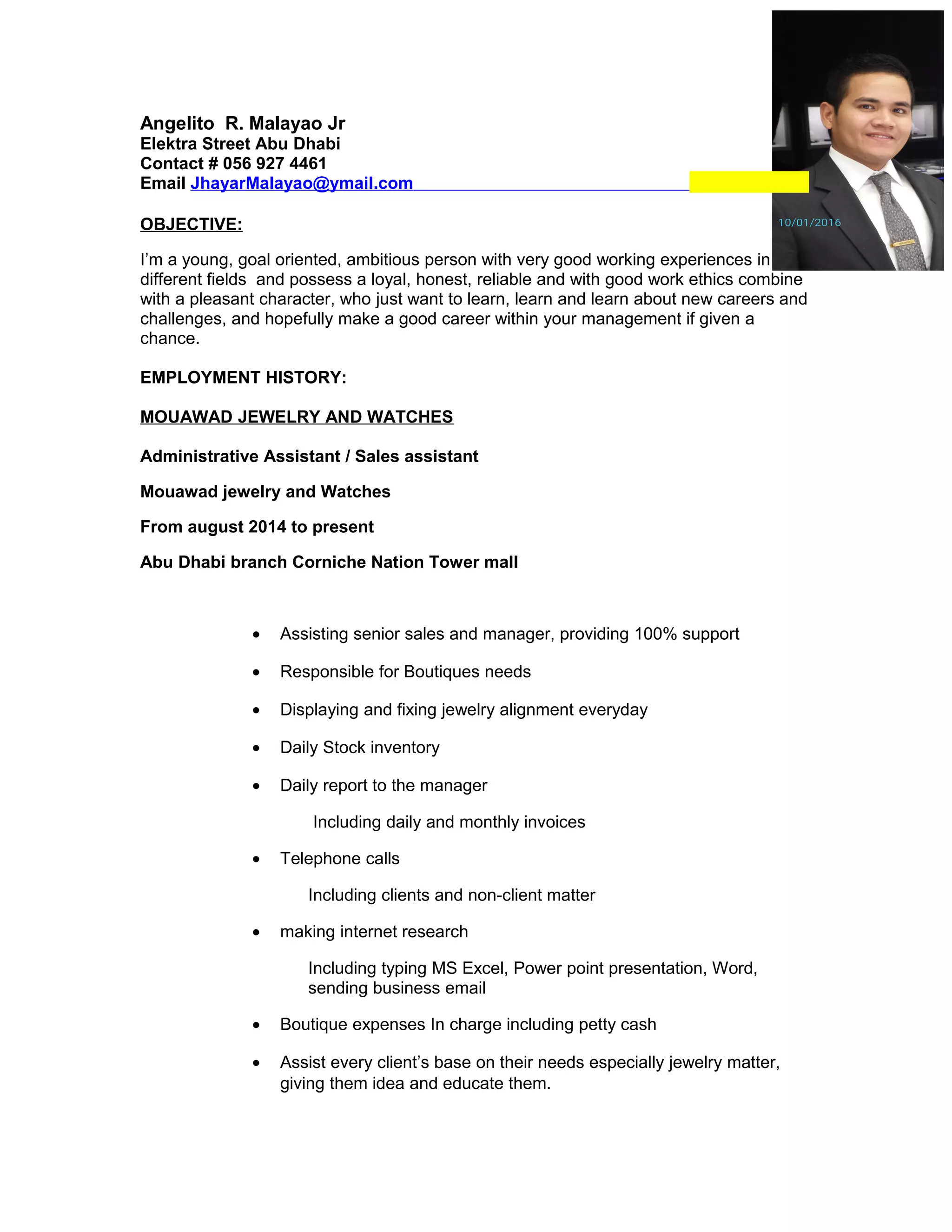 Angelito jr cv (1) (1) | DOC | Business Administration | Business