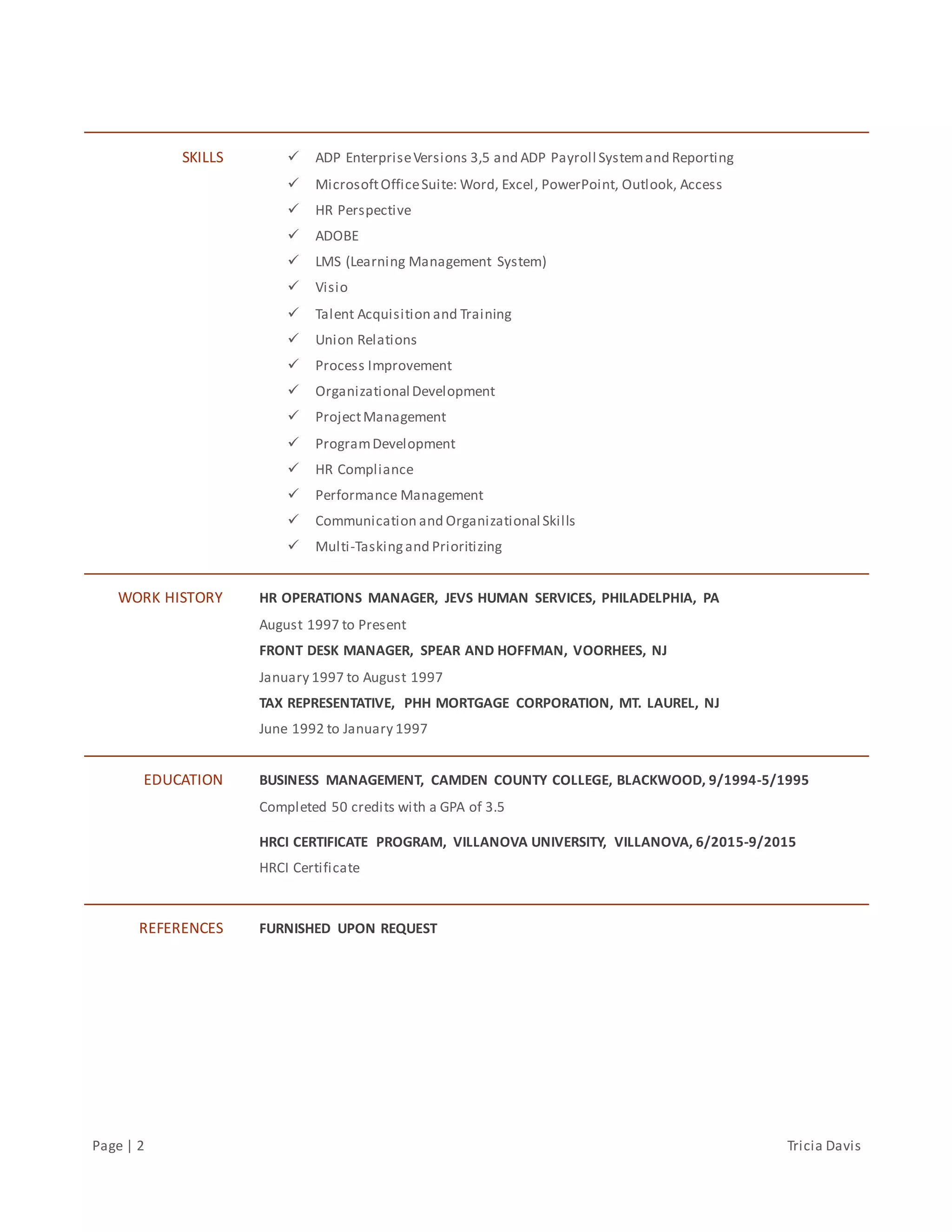 Tricia Davis resume | DOCX