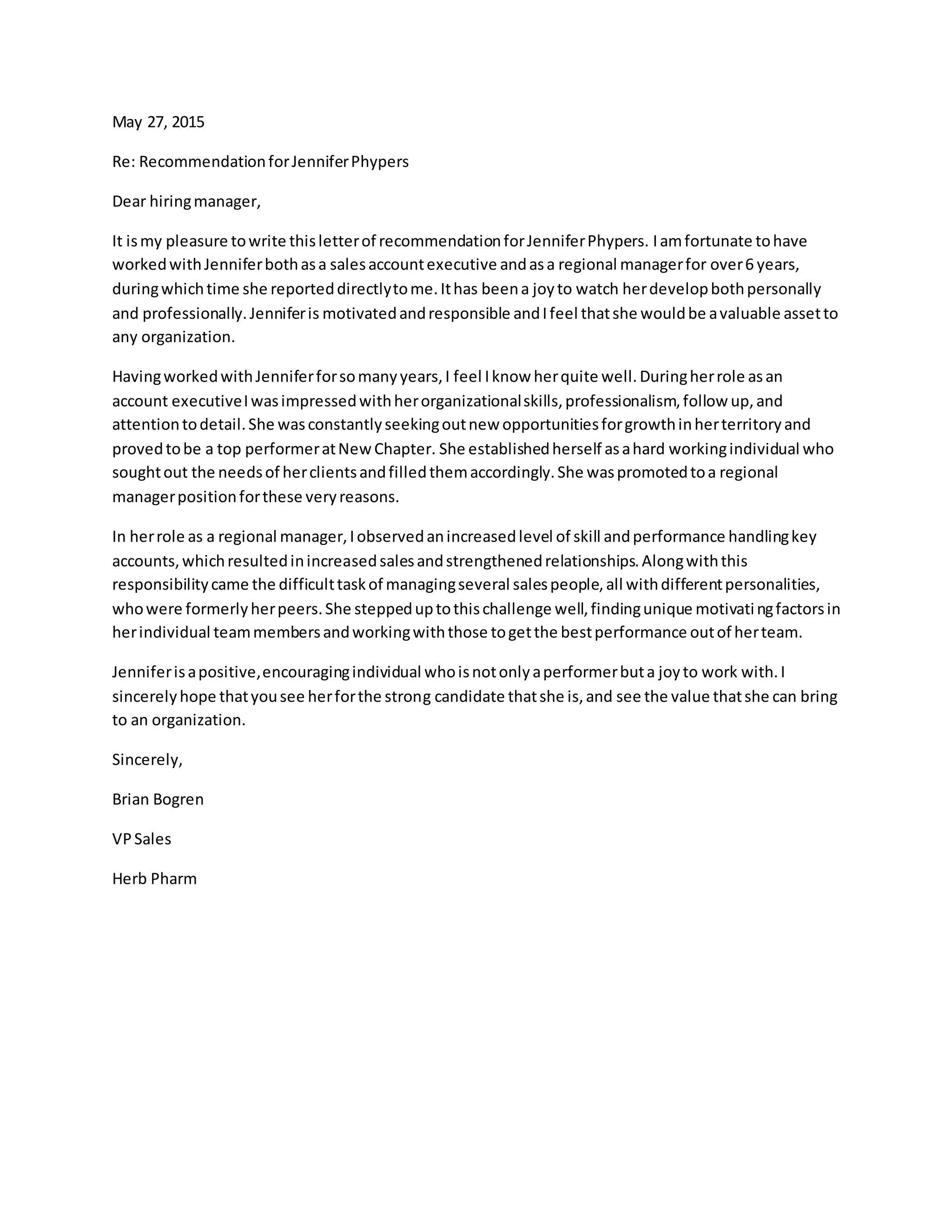 Bogren Letter of Recom | PDF