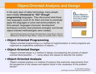 Lecture 2 Software Engineering and Design Object Oriented Programming ...