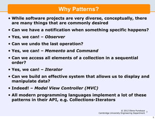 Lecture 5 Software Engineering and Design Design Patterns | PDF | Programming Languages | Computing