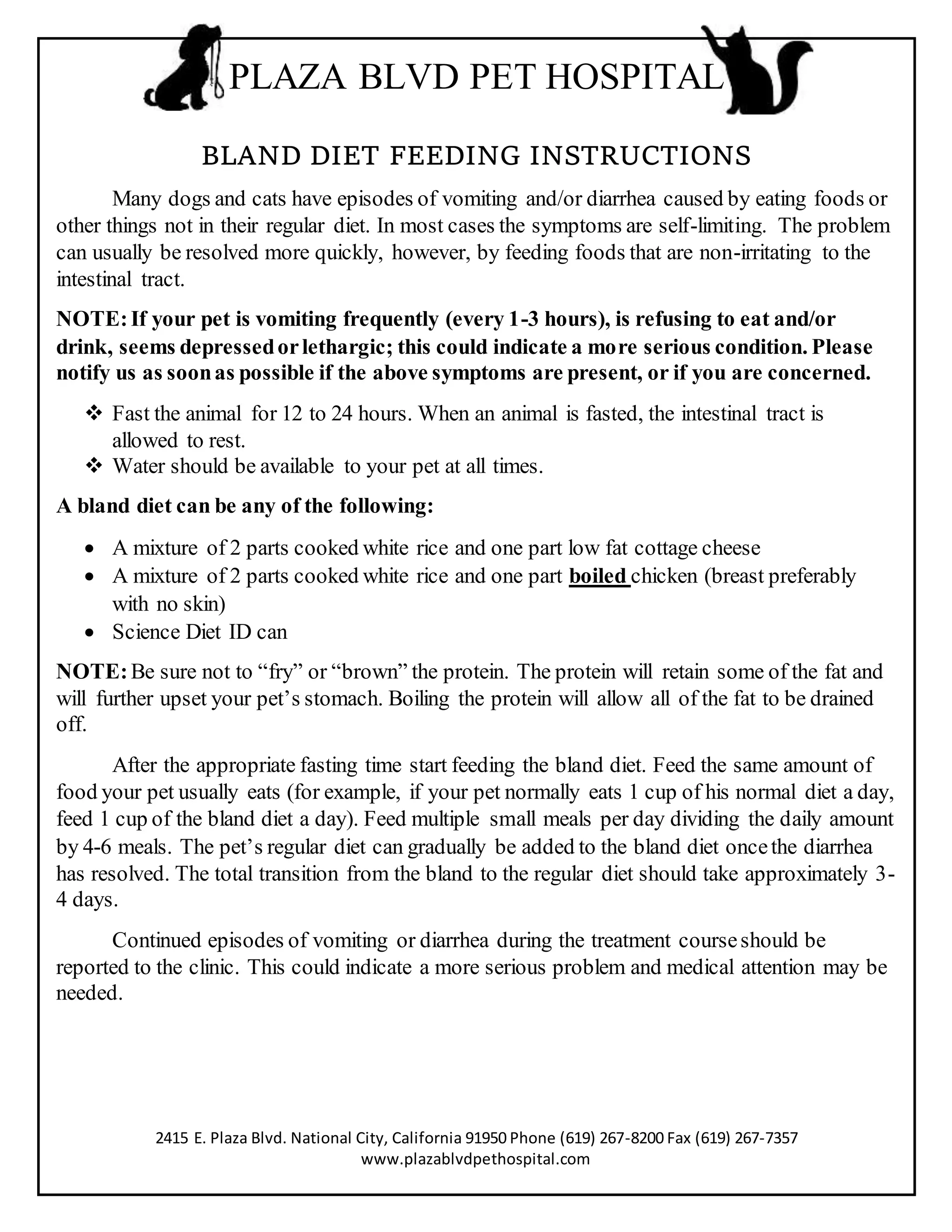 BLAND DIET FEEDING INSTRUCTIONS | DOCX