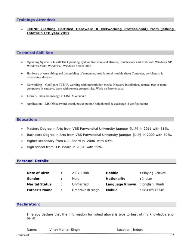 VINAY CV | PDF