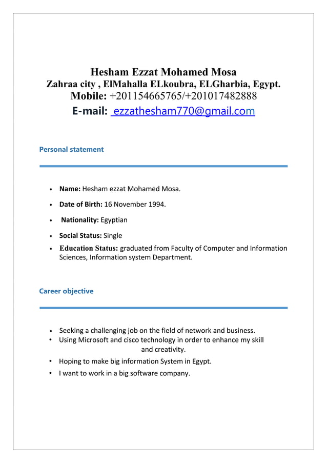 Hesham ezzat cv | PDF
