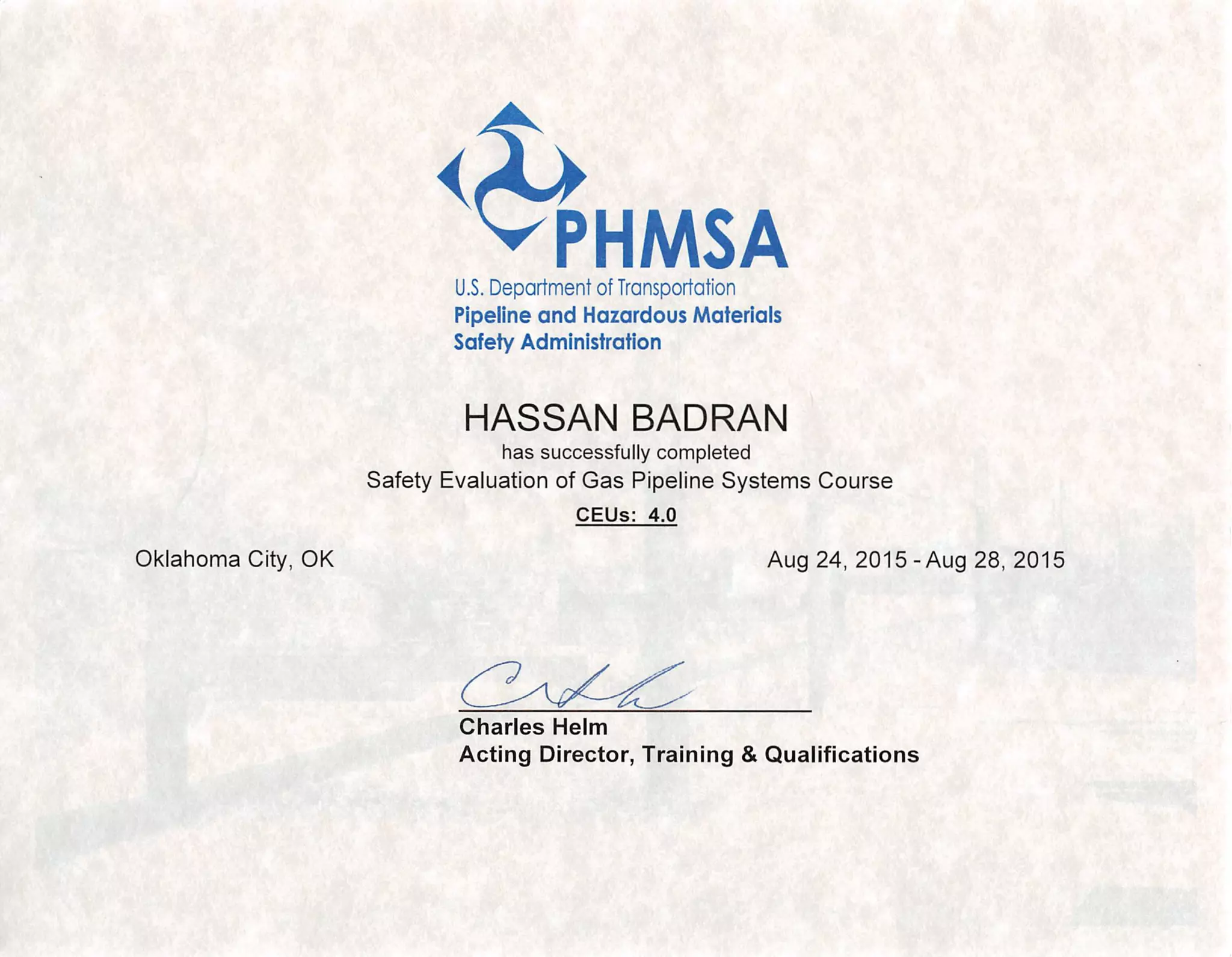 PHMSA Certificate | PPT