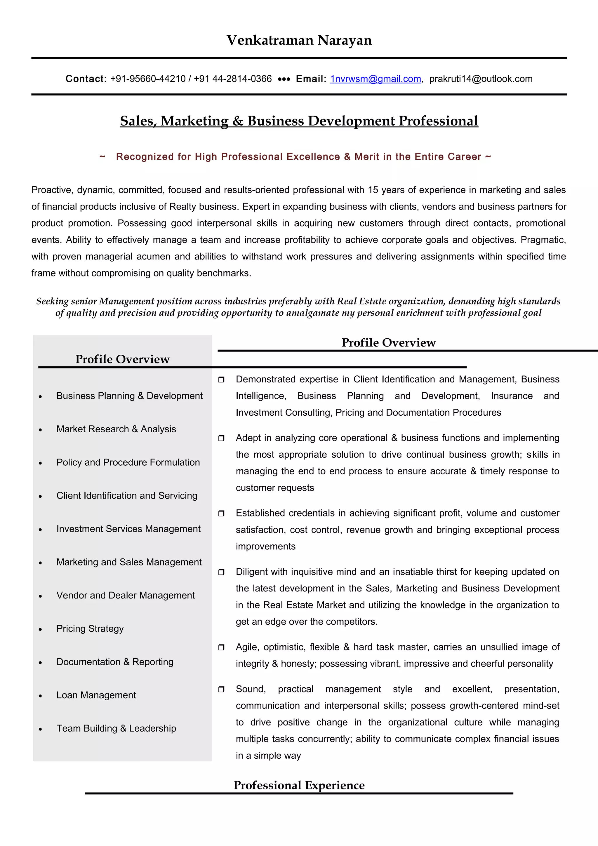 Resume - Venkatraman Narayan | DOC