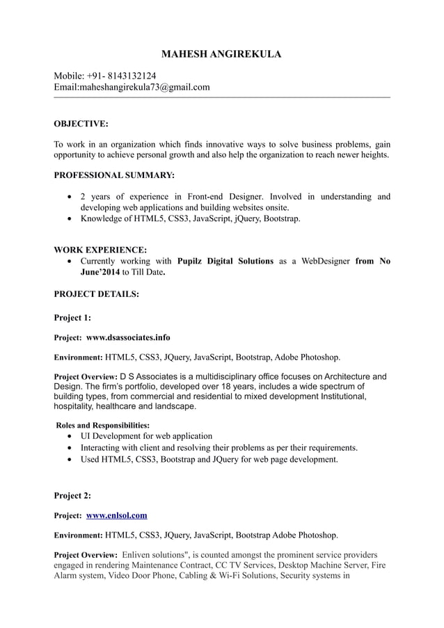 mahesh_Resume | PDF