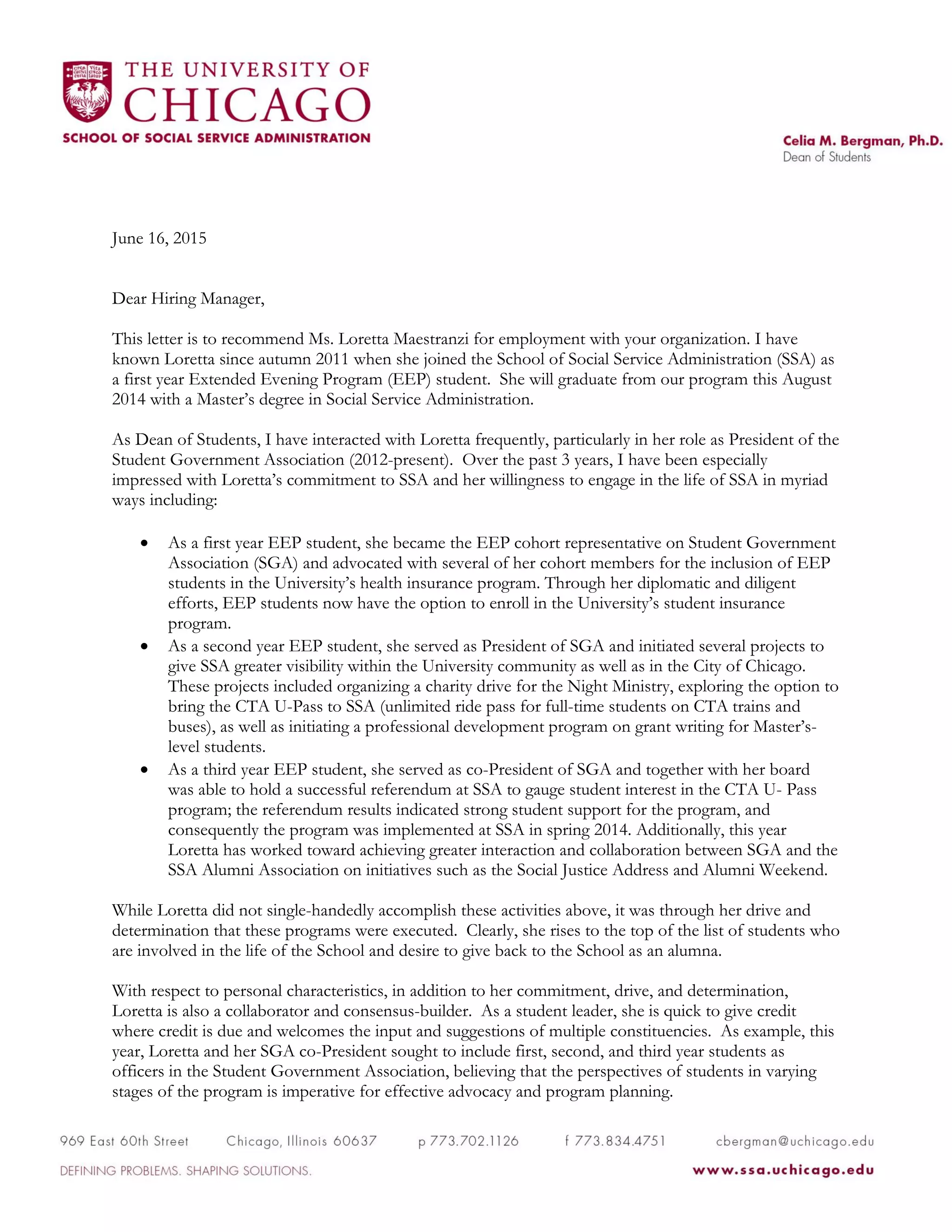 CB Letter of Recommendation | PDF