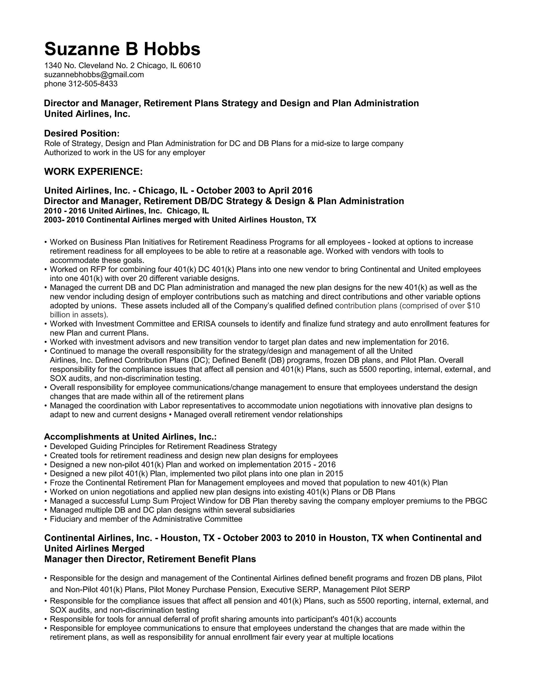 Suzanne B Hobbs final resume in word as of May 2016 | PDF