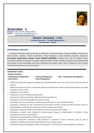 jeyakumar resume civil | PDF