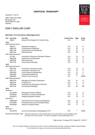 Academic Transcipt | PDF