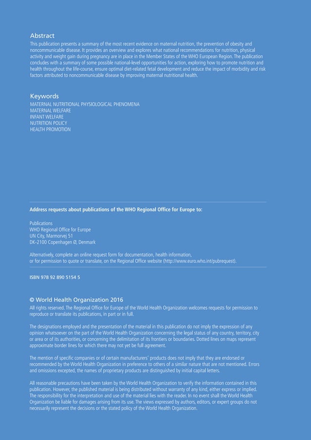Good Maternal Nurition - The best start in life 2016 | PDF