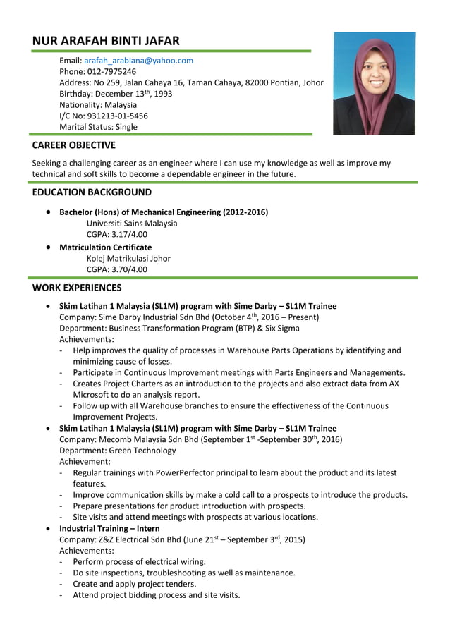 NUR ARAFAH JAFAR RESUME | PDF