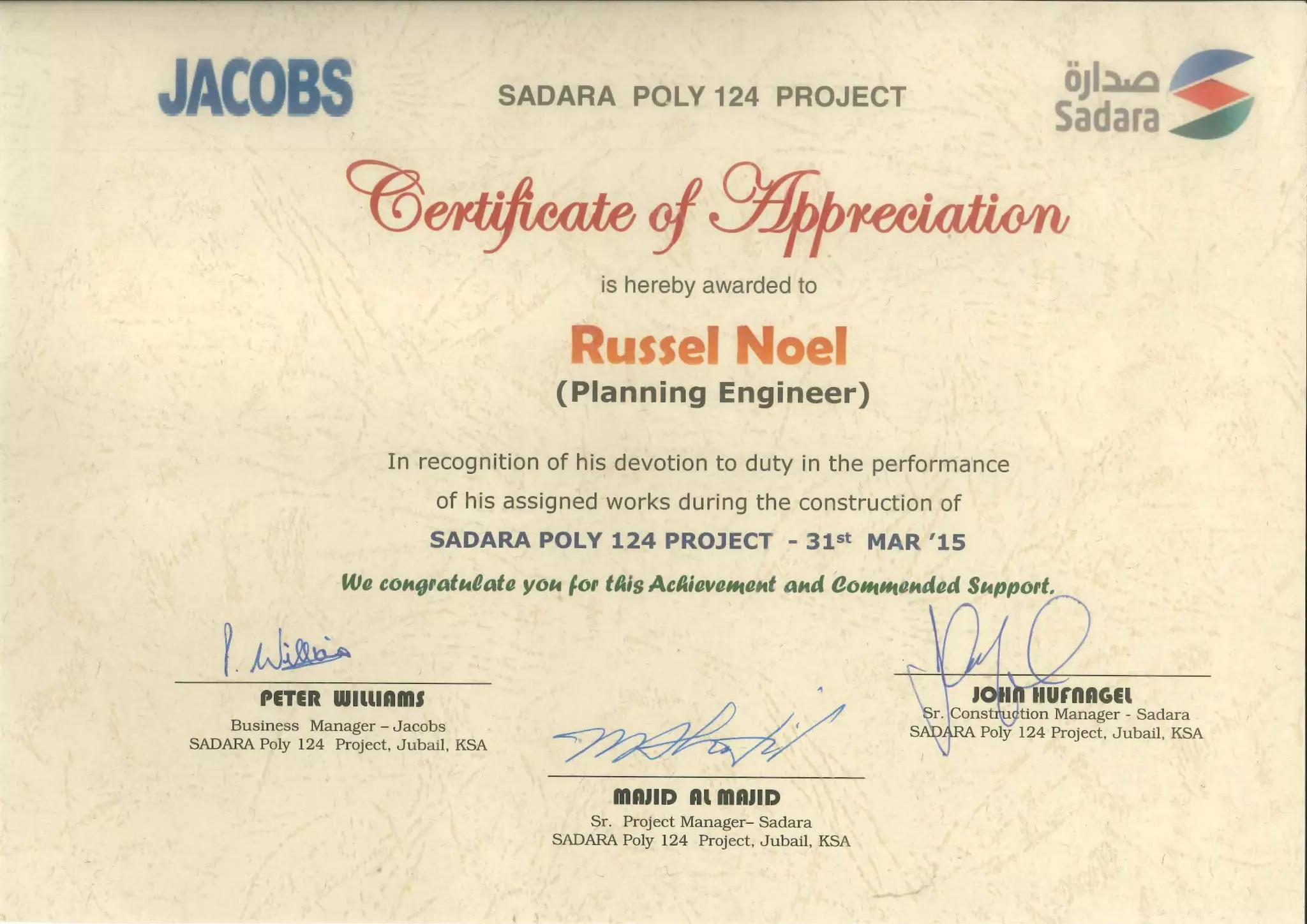 SADARA Certificate of Appreciation | PDF