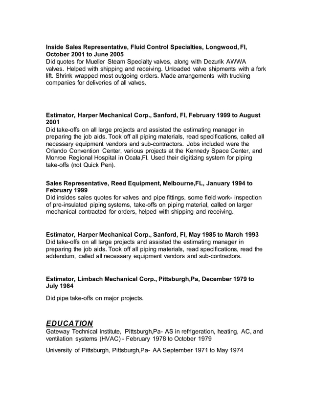 Dad's resume copy 1 word | PDF