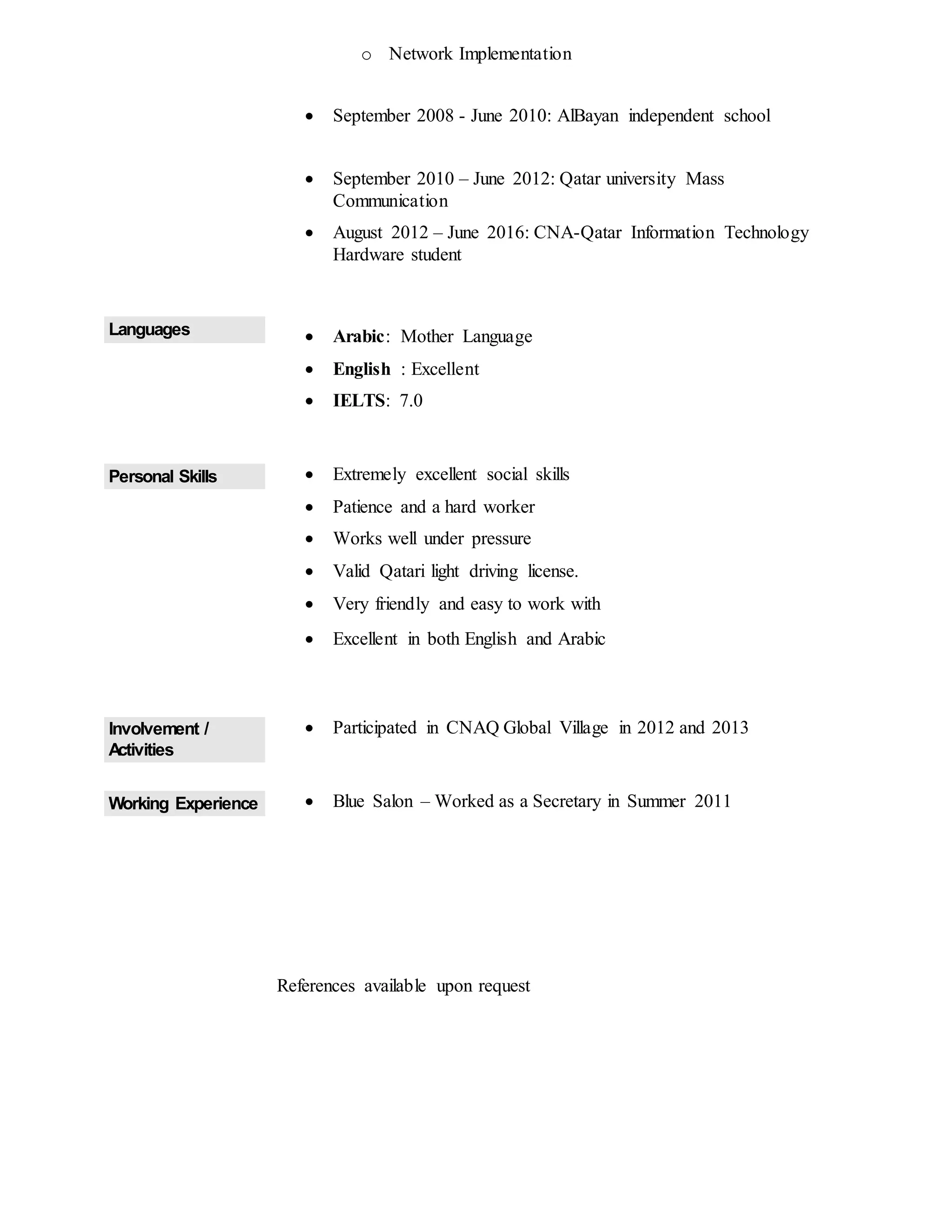 Reem Alghoul - CV | DOCX | Computing | Technology & Computing