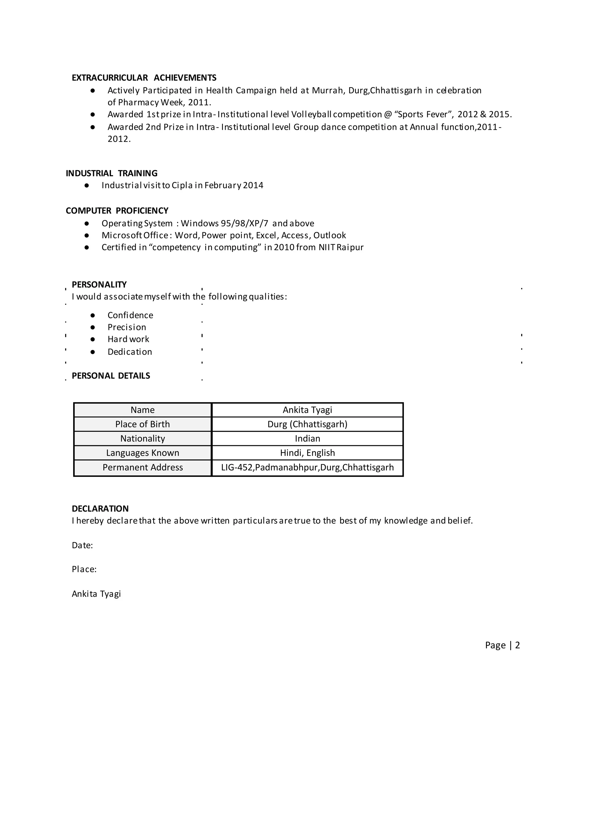 Ankita Tyagi resume | DOCX