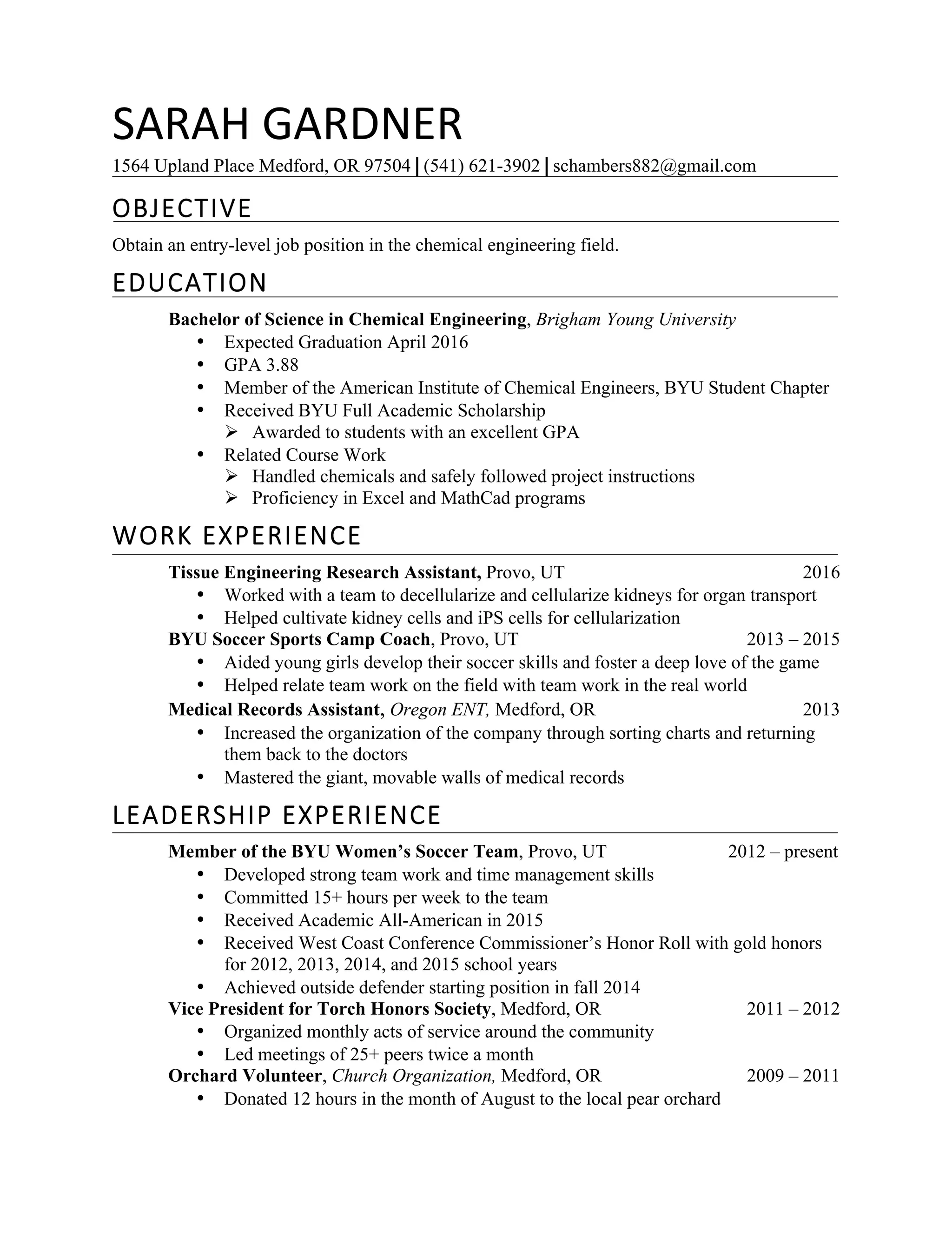 Sarah's Resume 3 | PDF