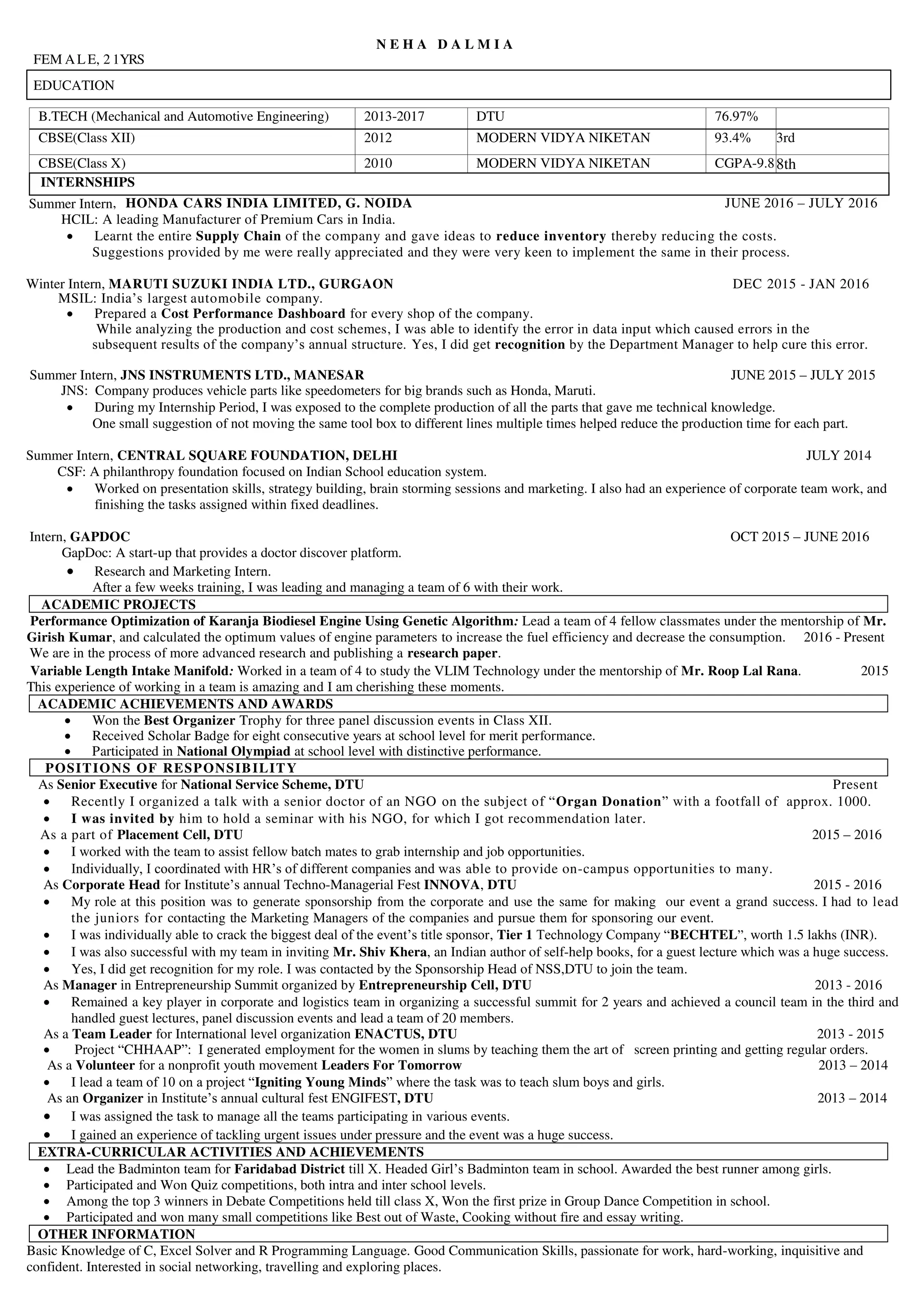 Neha cv | PDF