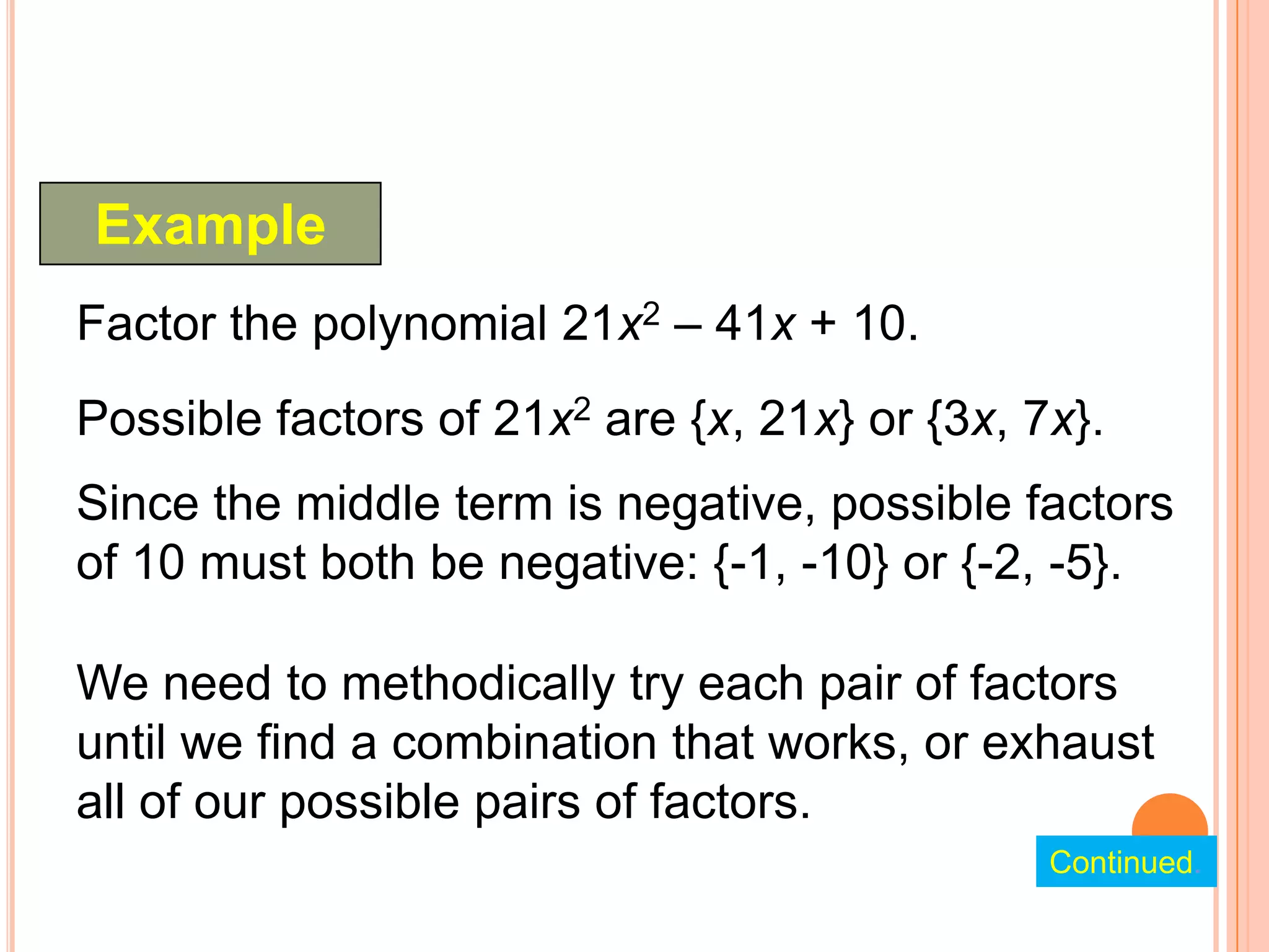 Factoring Polynomials | PPTX