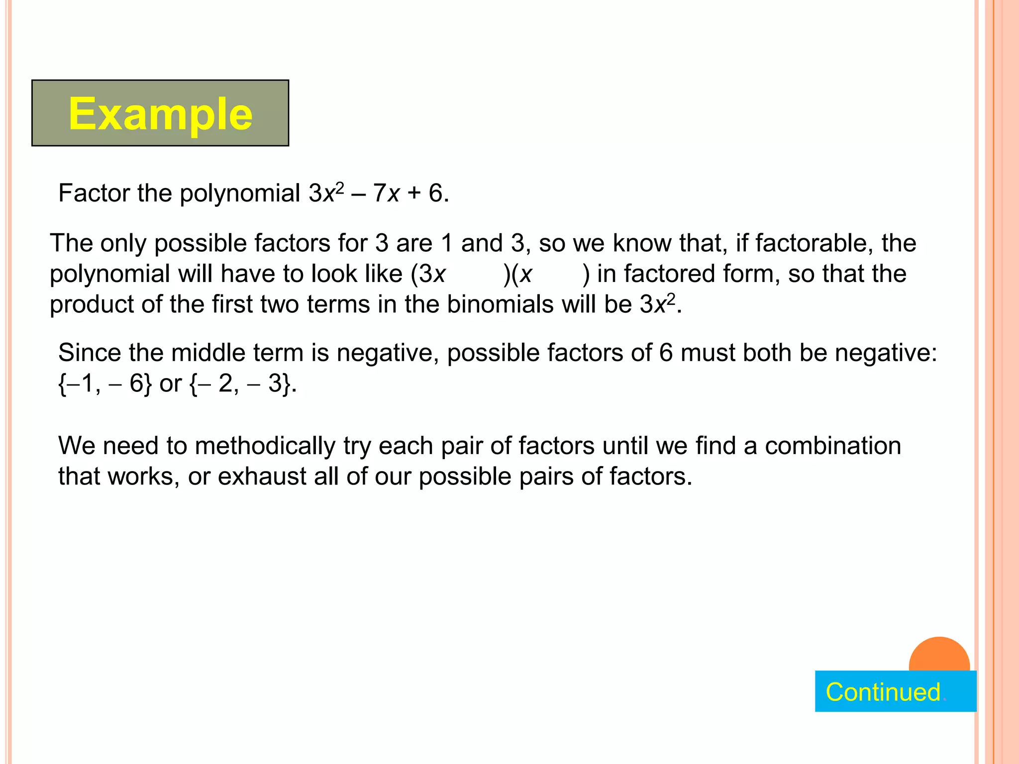 Factoring Polynomials | PPTX