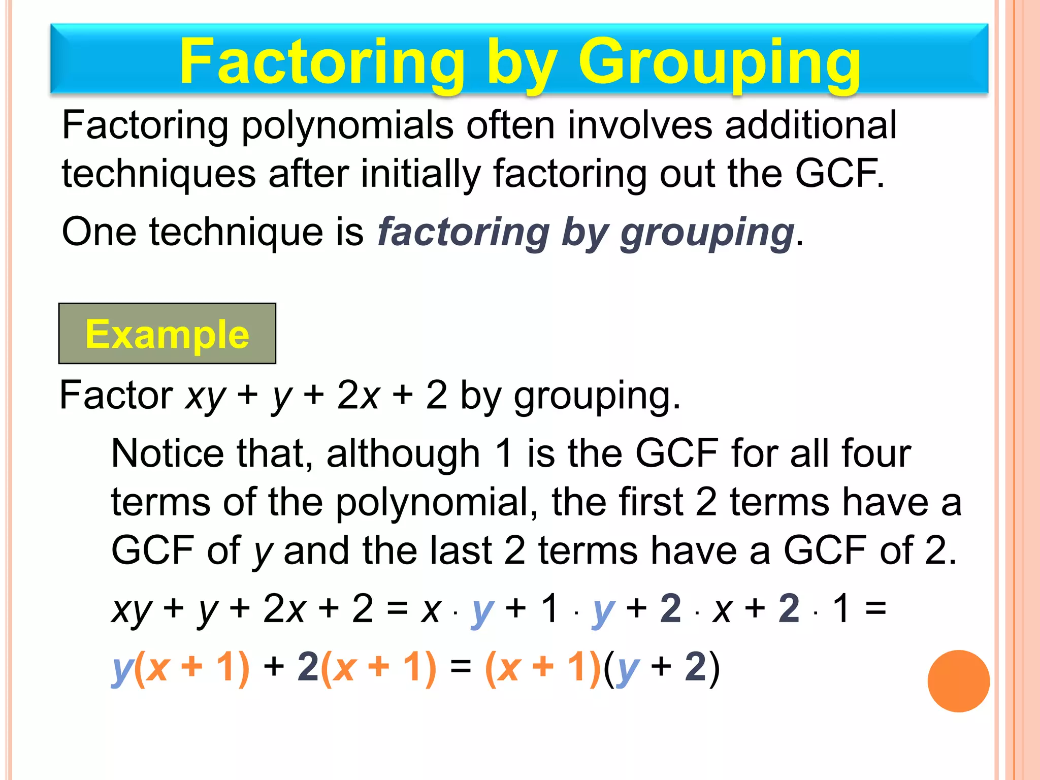 Factoring Polynomials | PPTX