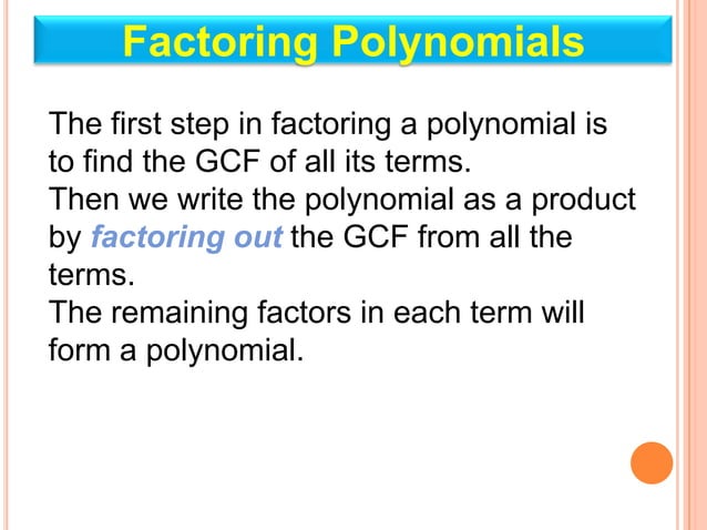 Factoring Polynomials | PPTX
