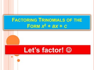 Factoring Polynomials | PPTX