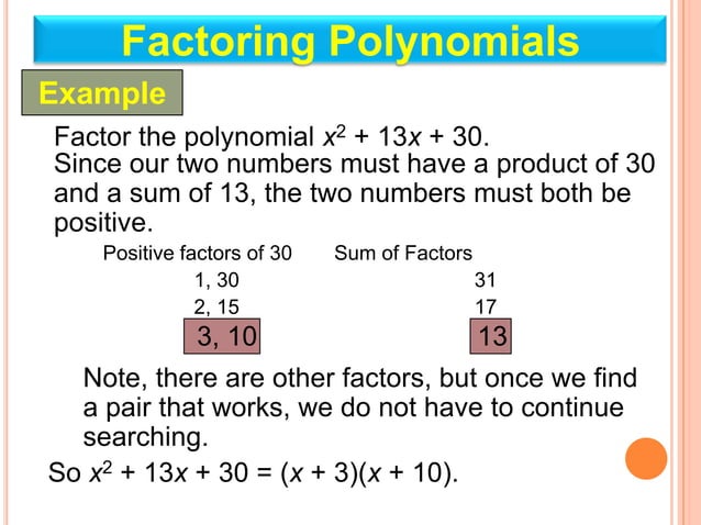 Factoring Polynomials | PPTX