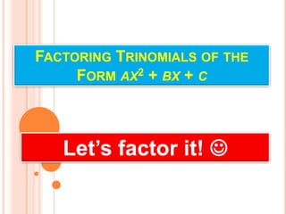 Factoring Polynomials | PPTX