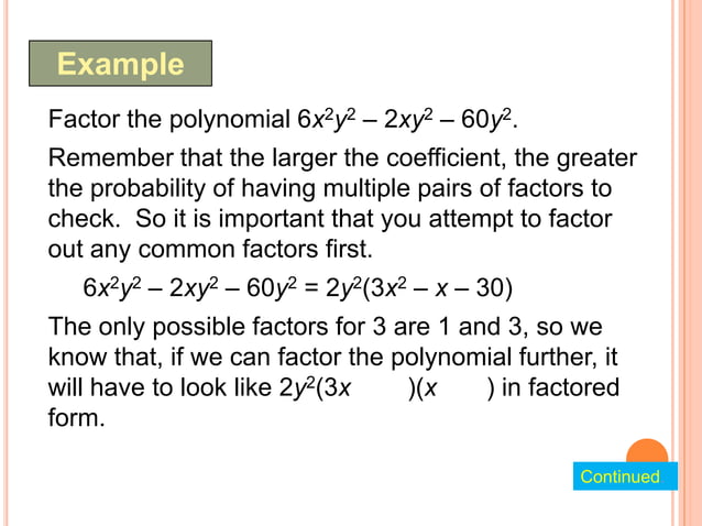 Factoring Polynomials | PPTX