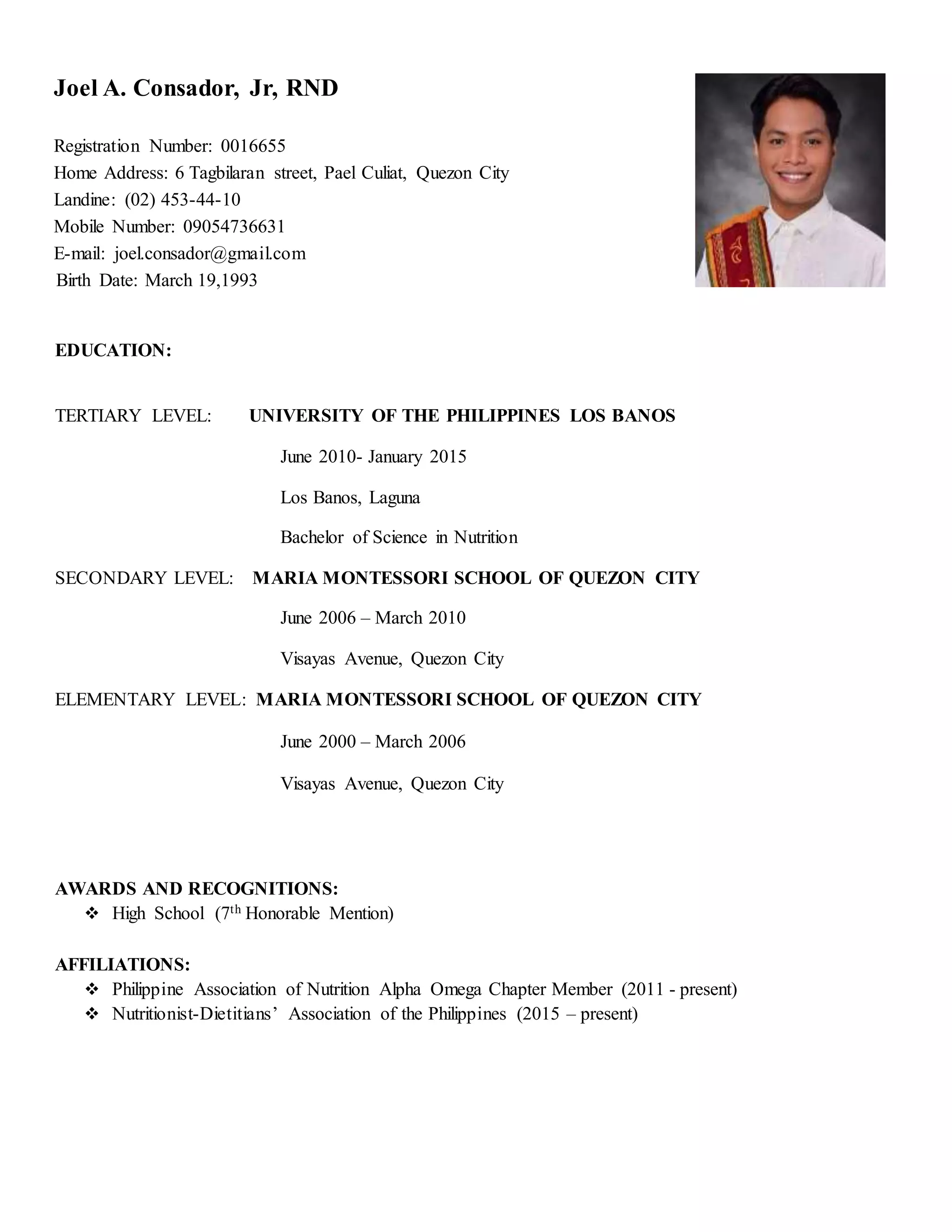 Consador, Joel Jr. A. (Resume) | DOCX