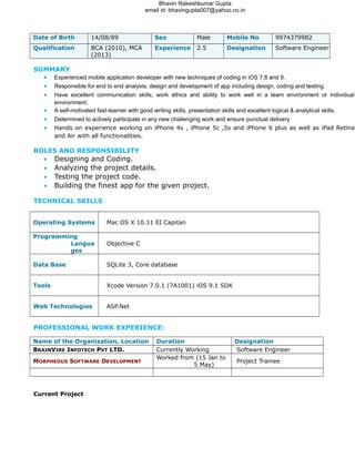 Brainvire-Resume-Bhavin_Gupta | DOC | Computer Software and Applications | Computing