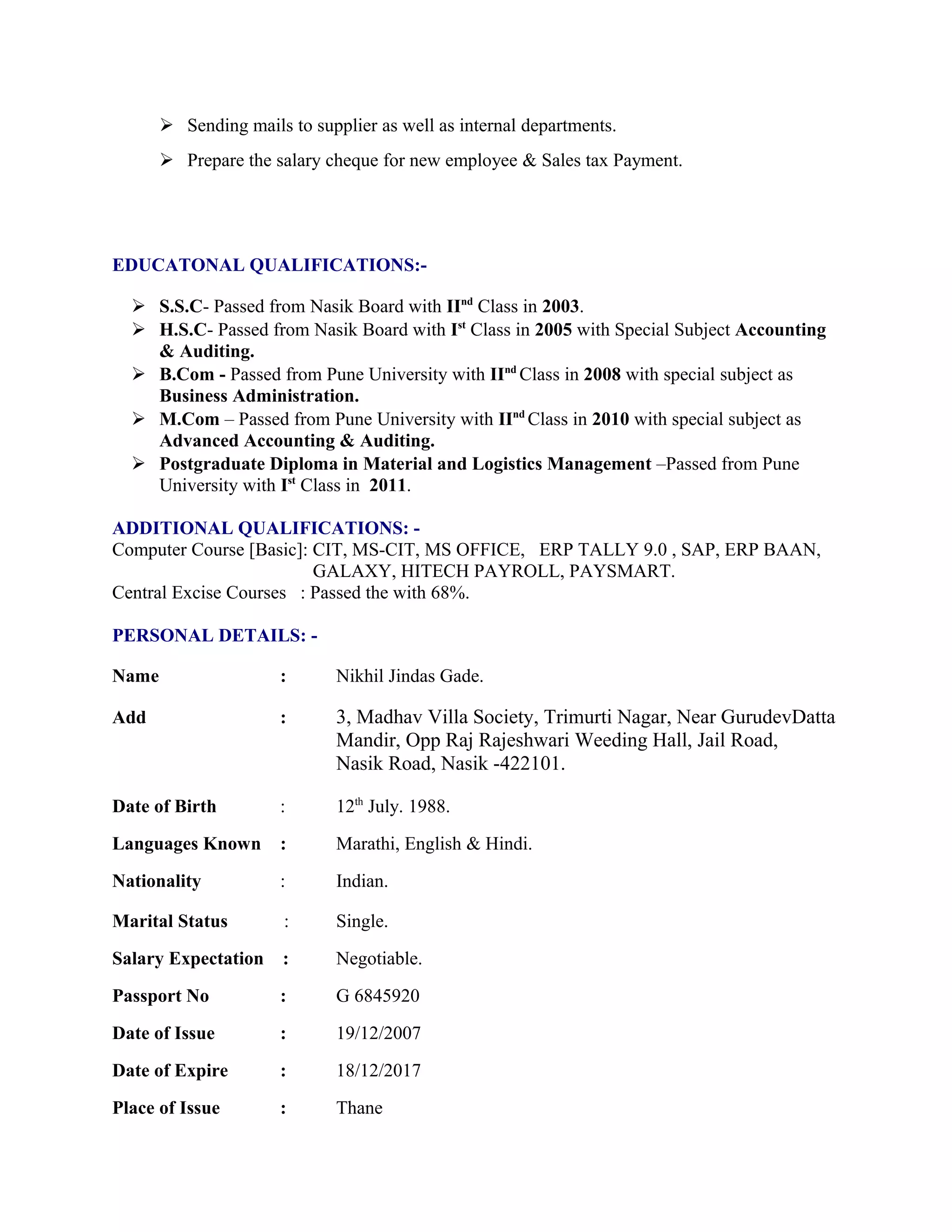 Nikhil New RESUME - Accounts | DOC