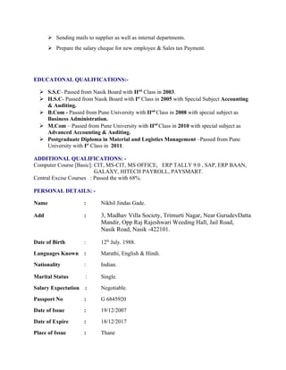 Nikhil New RESUME - Accounts | DOC