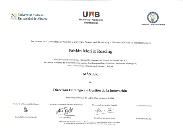 Certificado Master