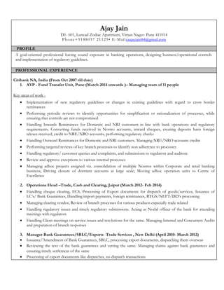 CV Ajay Jain | PDF | Business Banking & Finance | Business