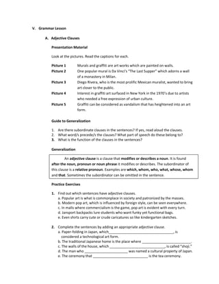 Pop Art, Etc and Adjective Clauses | PDF