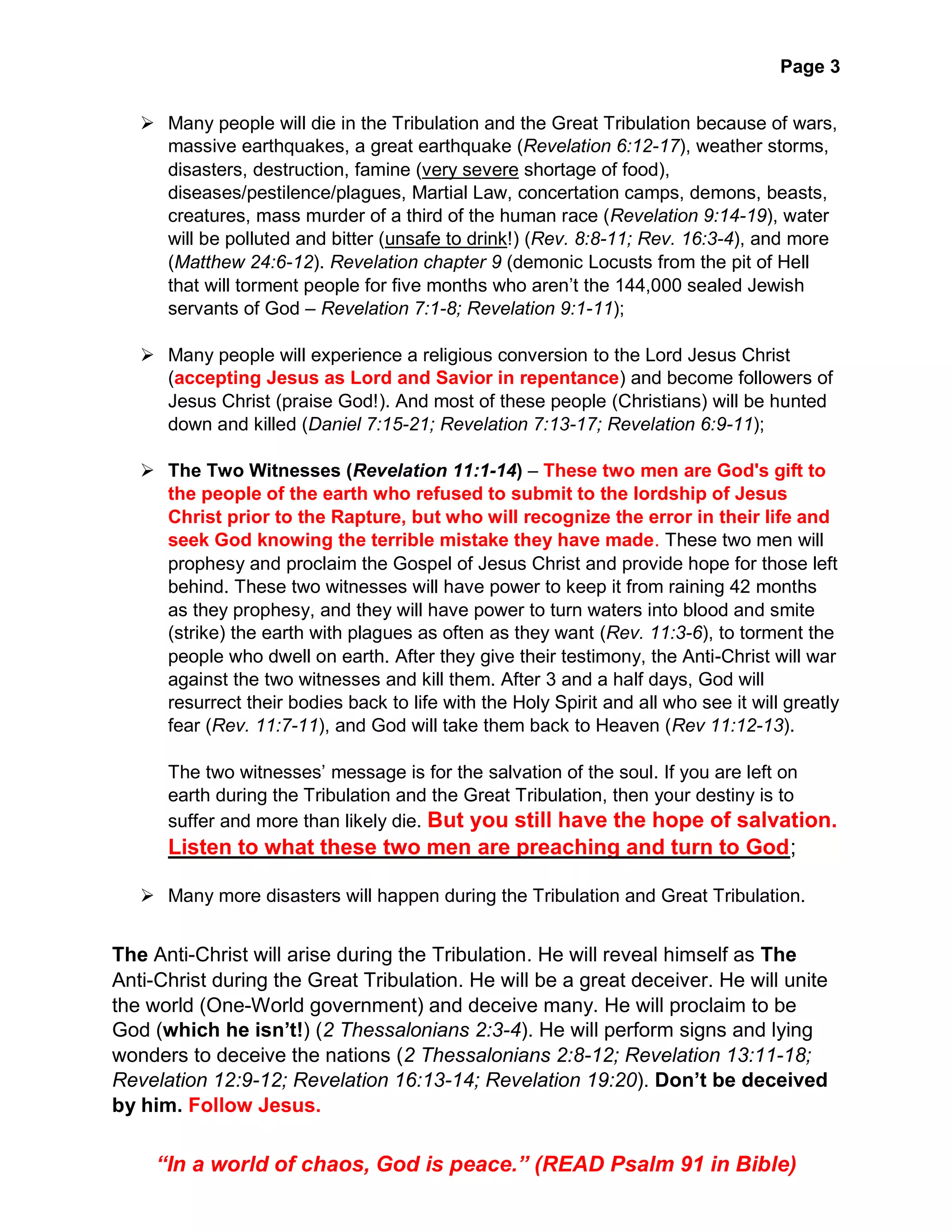 What is the Tribulation and Great Tribulation PRINTOUT | PDF