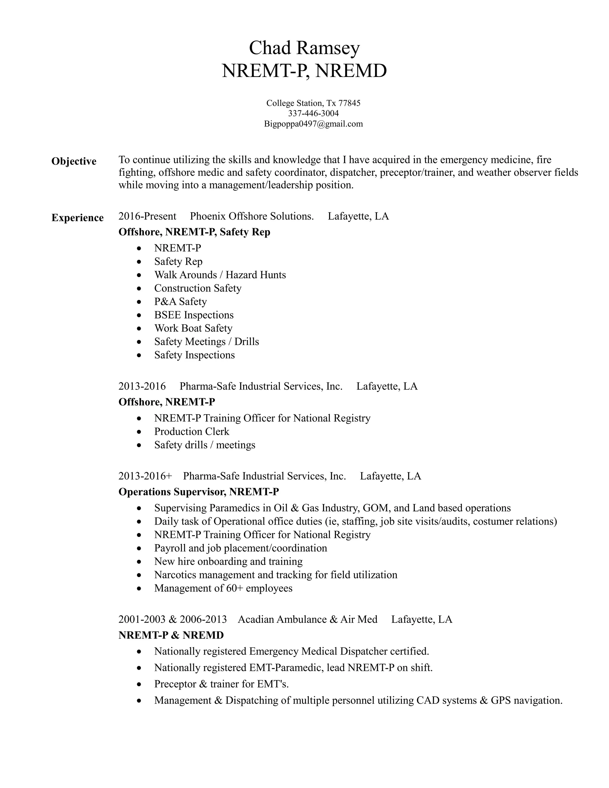 Chad Ramsey Resume | PDF
