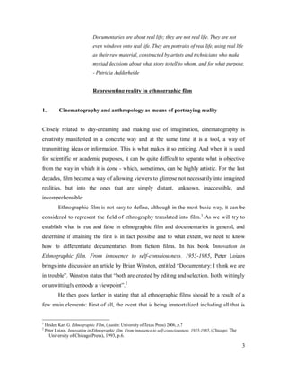 REPREZENTING REALITY IN ETHNOGRAPHIC FILM | PDF
