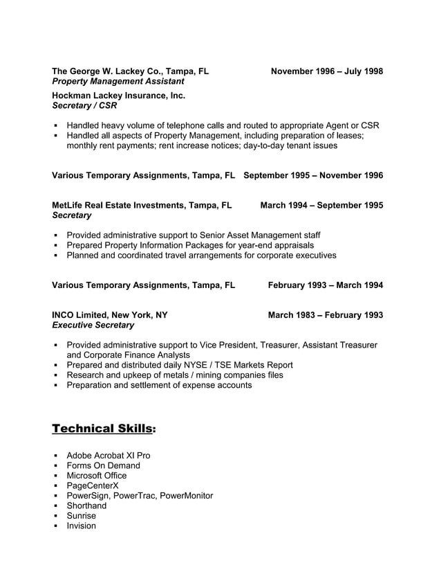 Resume | DOC | Office Property | Real Estate