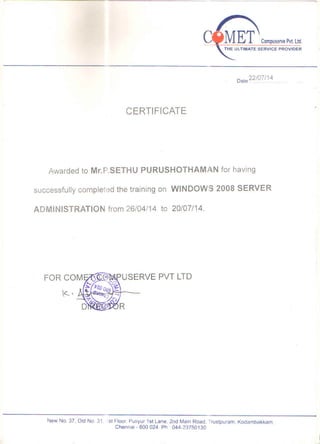 SETHU CERTIFICATE | PDF
