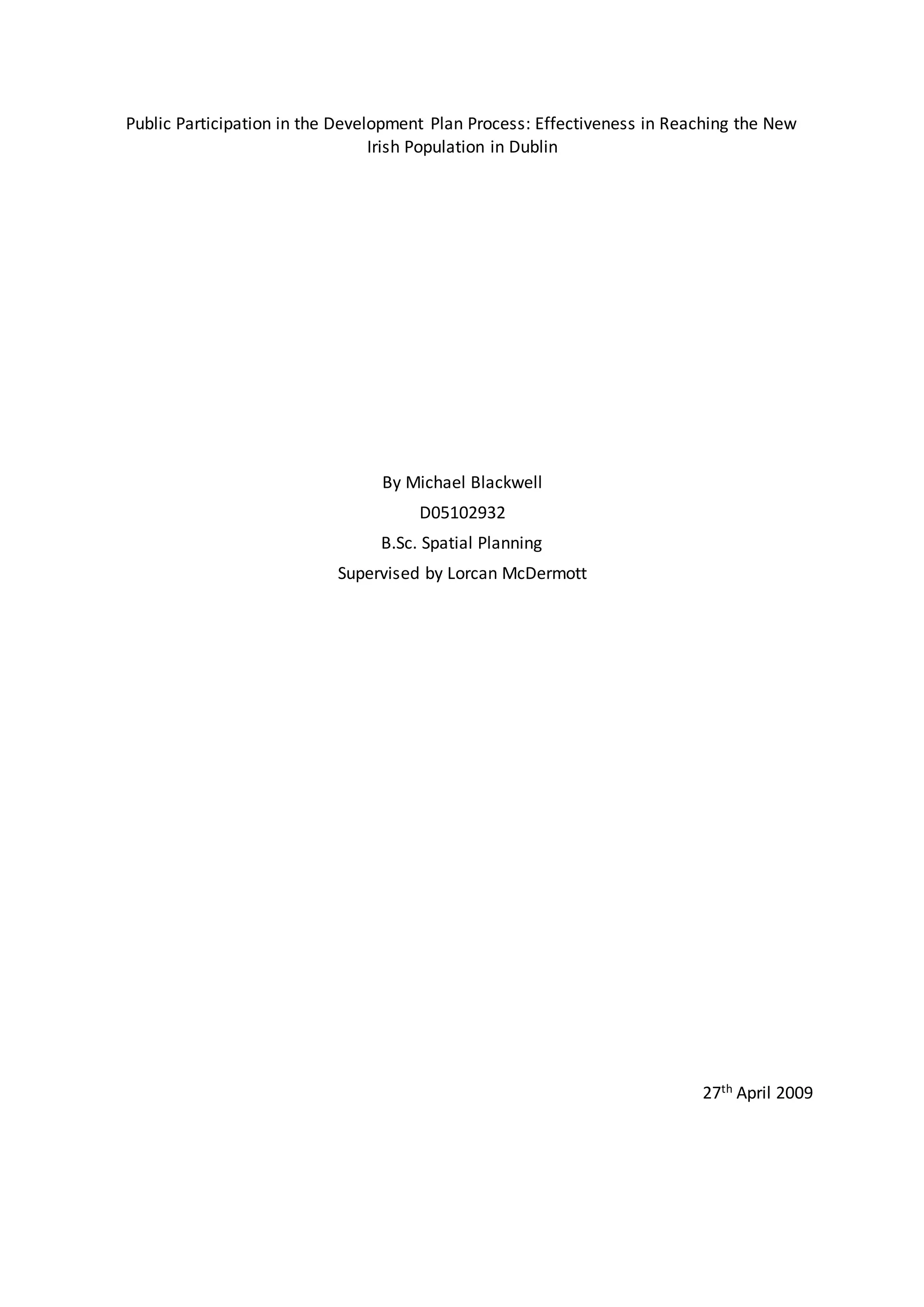 Public Participation in the Development Plan Process Effectiveness in ...