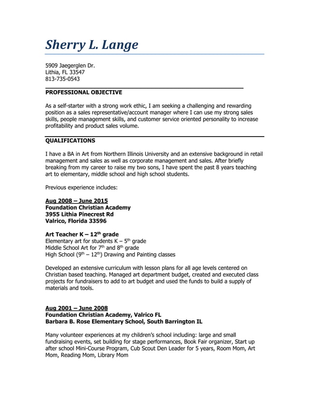 Sherry L lange resume | PDF | Free Download