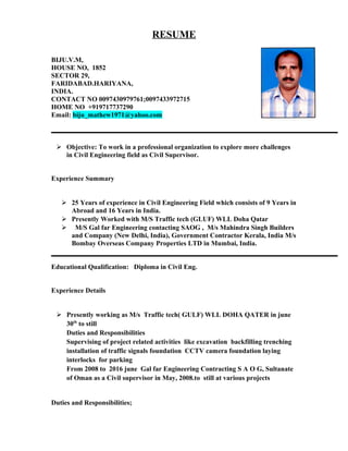 Biju-cv (1) (1) (1) (2) | DOC | Civil Engineering Industry | Industries